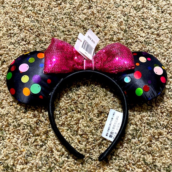 Disney | Accessories | Disney Minnie Colorful Polka Dot Ears Headband ...